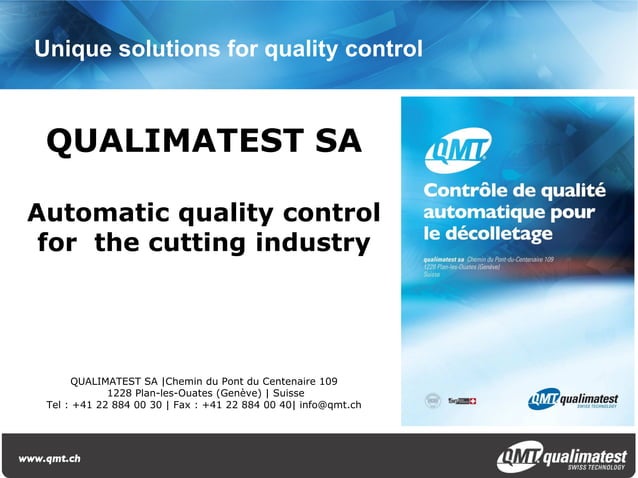 Qualimatest Automatic Quality Control System For Cutting Industry Ppt