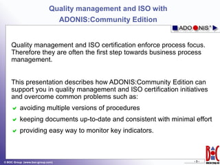 Quality management with ADONIS:Community Edition