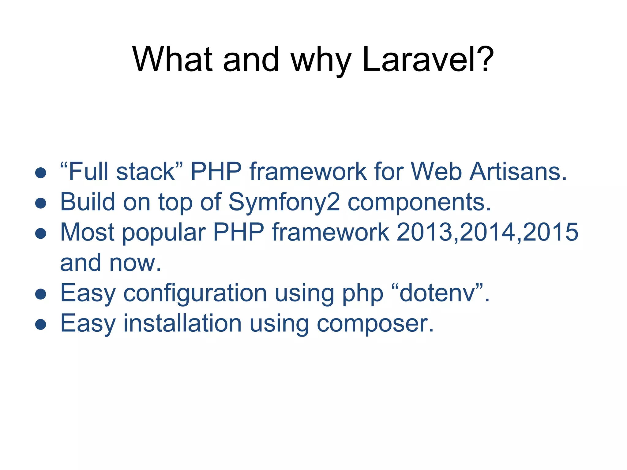 Laravel5 Introduction and essentials | PPT