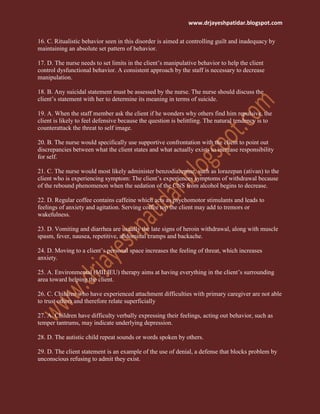 Mental health nursing practice test 4 | PDF