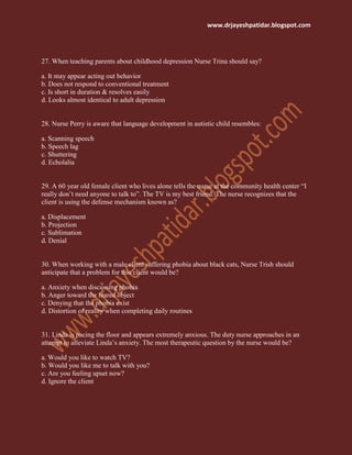 Mental health nursing practice test 4 | PDF