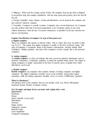 introduction to computer | DOCX | Computing | Technology & Computing