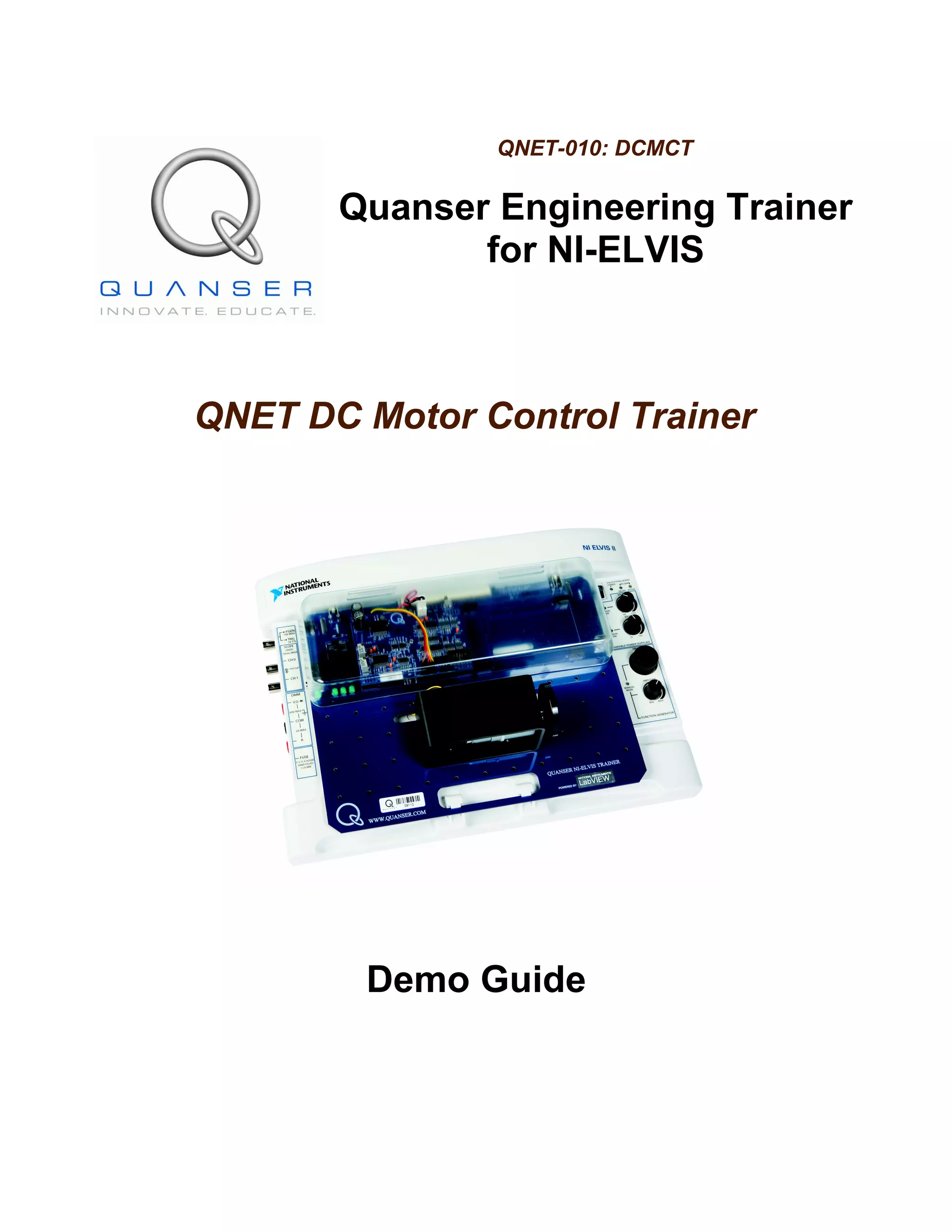 Qnet dc motor control demo guide | PDF