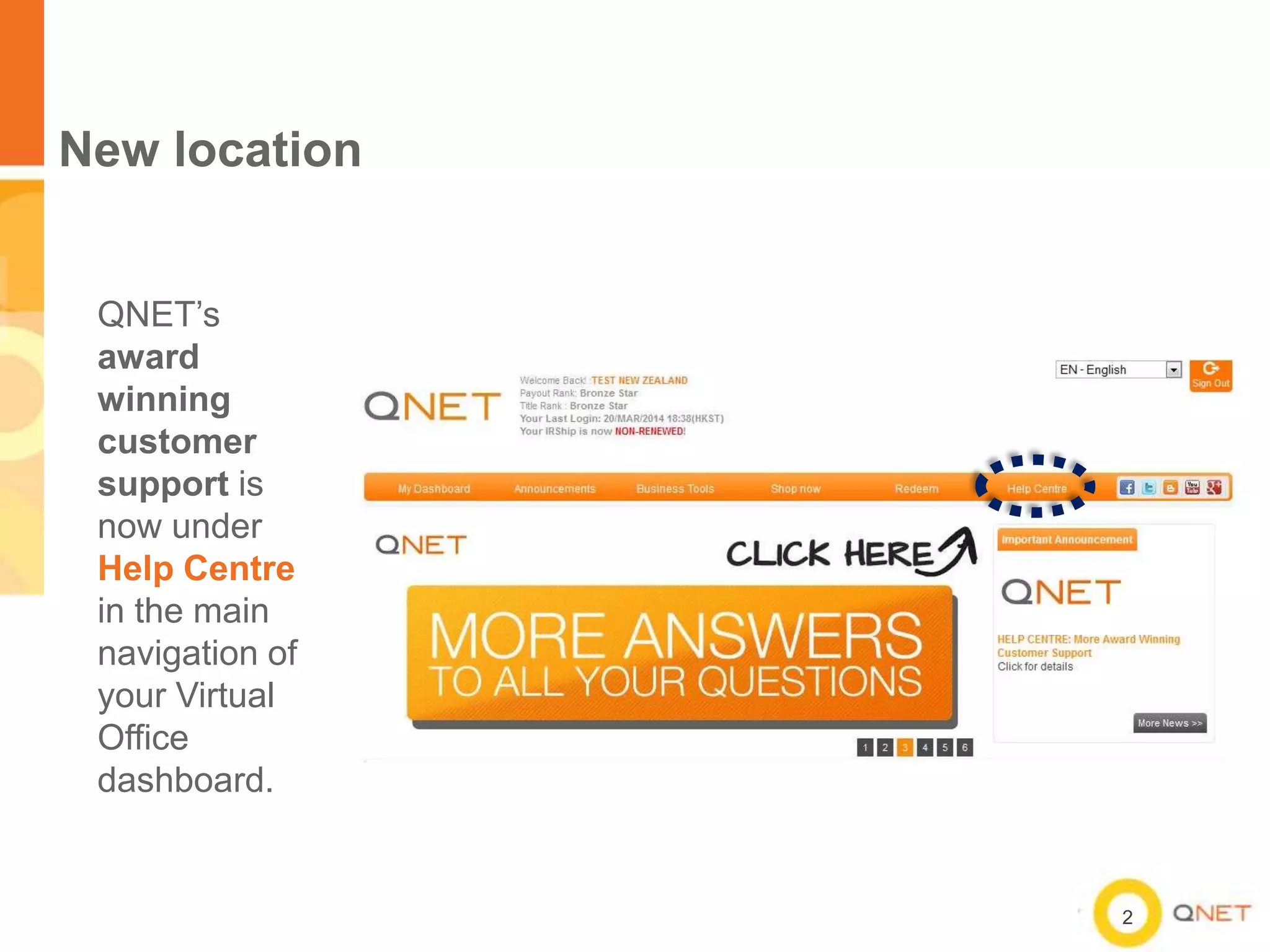 QNET Help Centre Walkthrough | PPTX