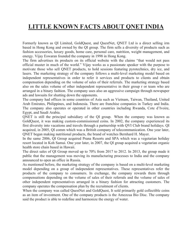 Qnet india | PDF