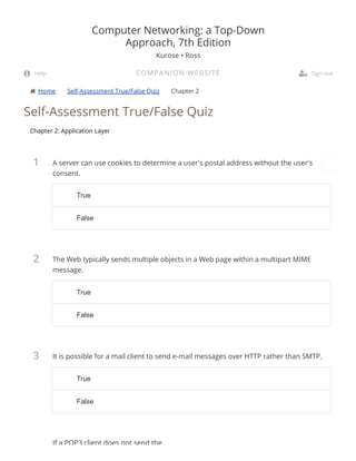 Chapter 2 Self-Assessment True/False Quiz | PDF