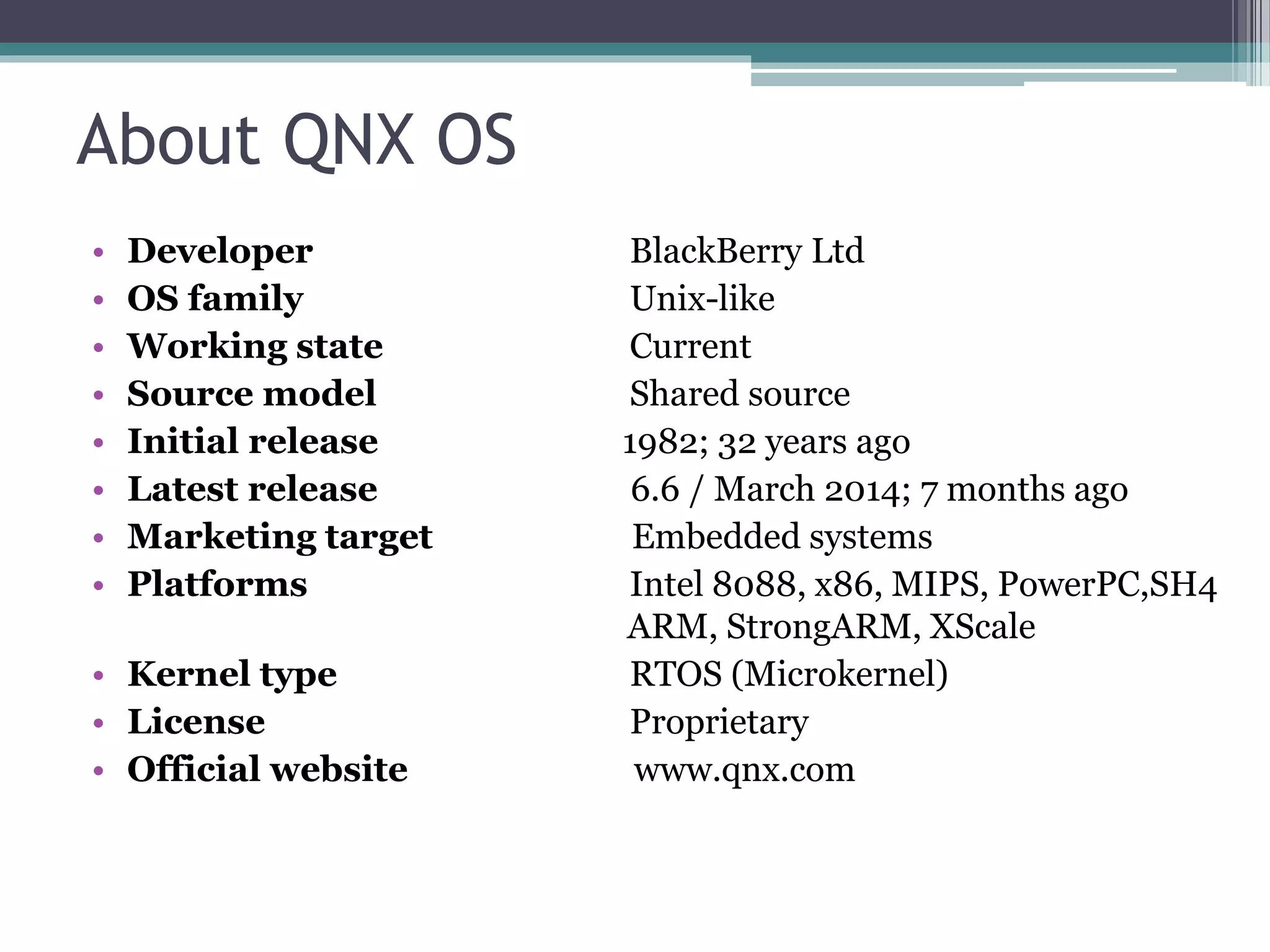 Qnx os | PPTX