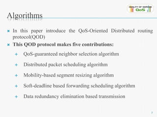 QOD routing protocols : phase 1 ppt | PPT
