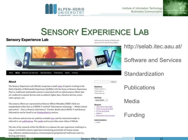 Sensory Effect Dataset And Test Setups Pptx