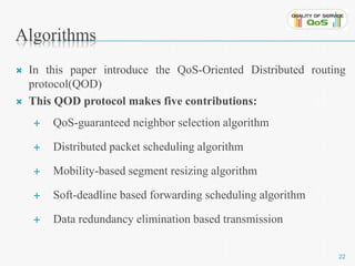 Qo s oriented distributed routing protocols : anna university 2nd review ppt | PPT