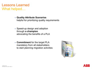 Evolving Industrial Software Architectures into a Software Product Line: A Case Study | PPTX