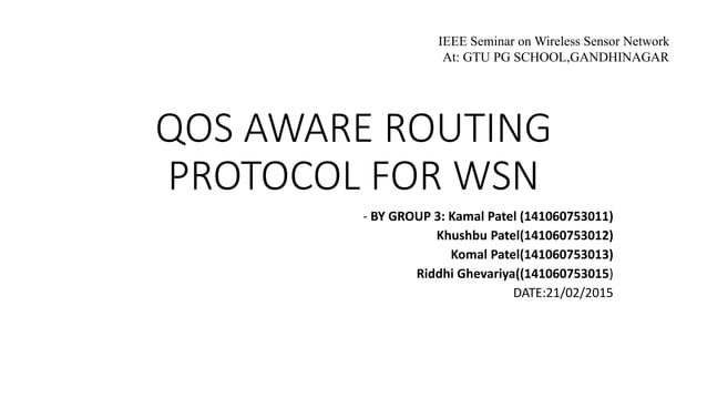 Qos aware routing protocol for wsn | PPTX | Computer Networking | Computing