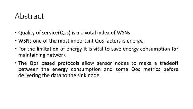 Qos aware routing protocol for wsn | PPTX | Computer Networking | Computing