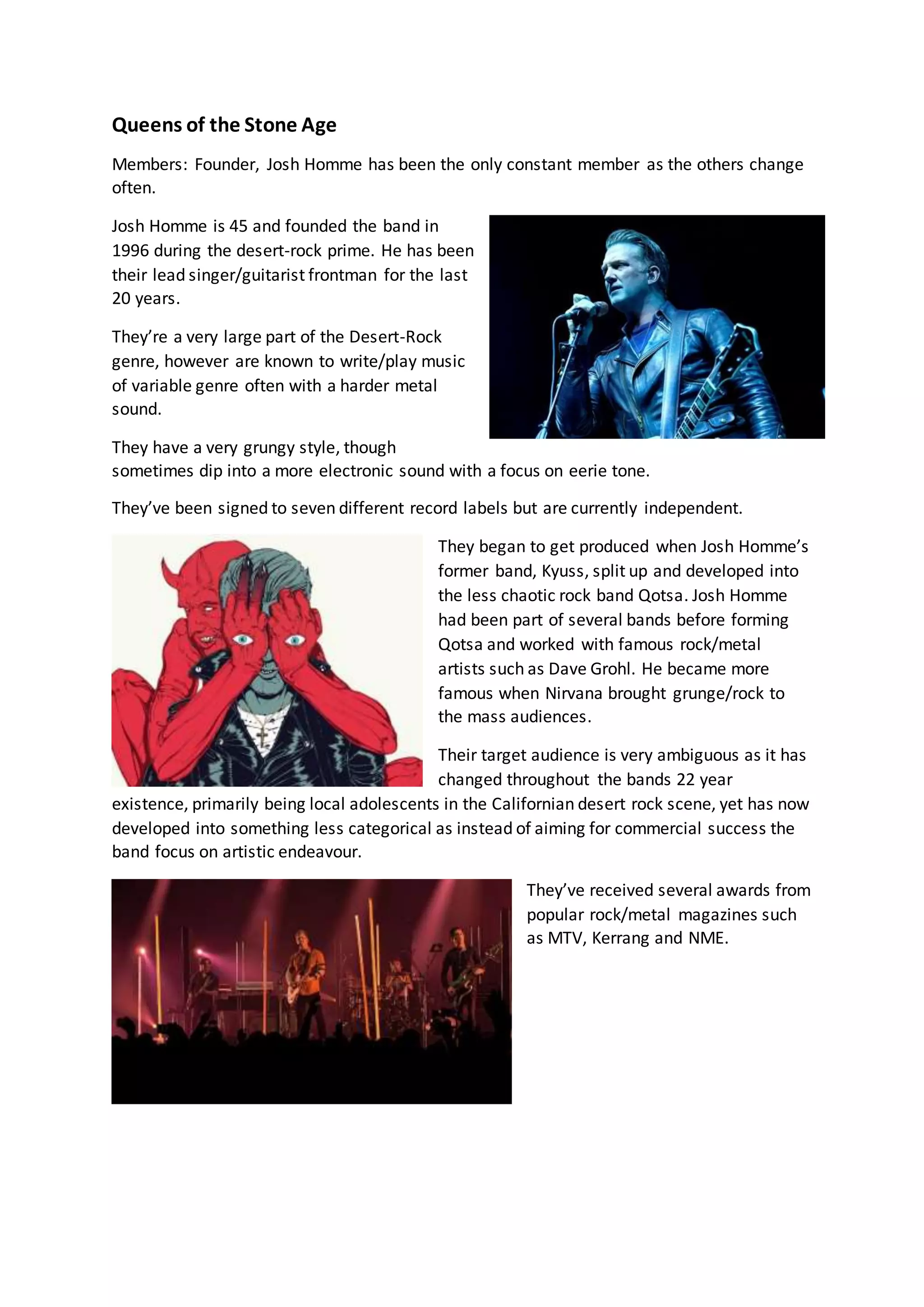 Queens of the Stone Age fact file | DOCX