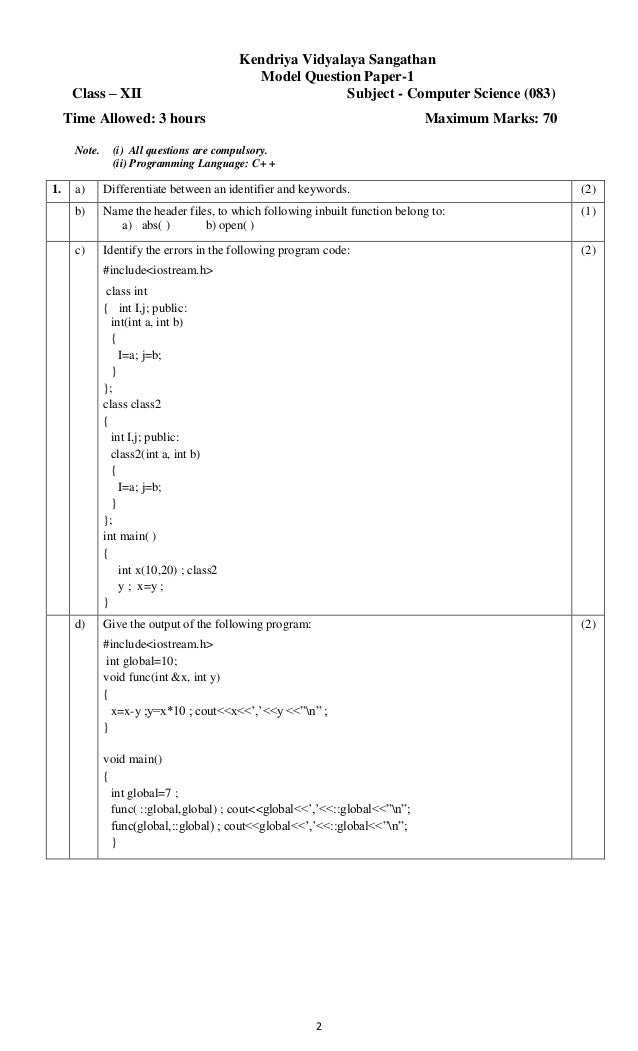 Cs Sample Paper 1 