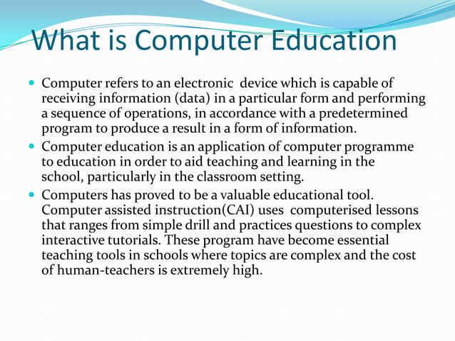 Computer Education Curriculum in Nursery and Primary School | PPT