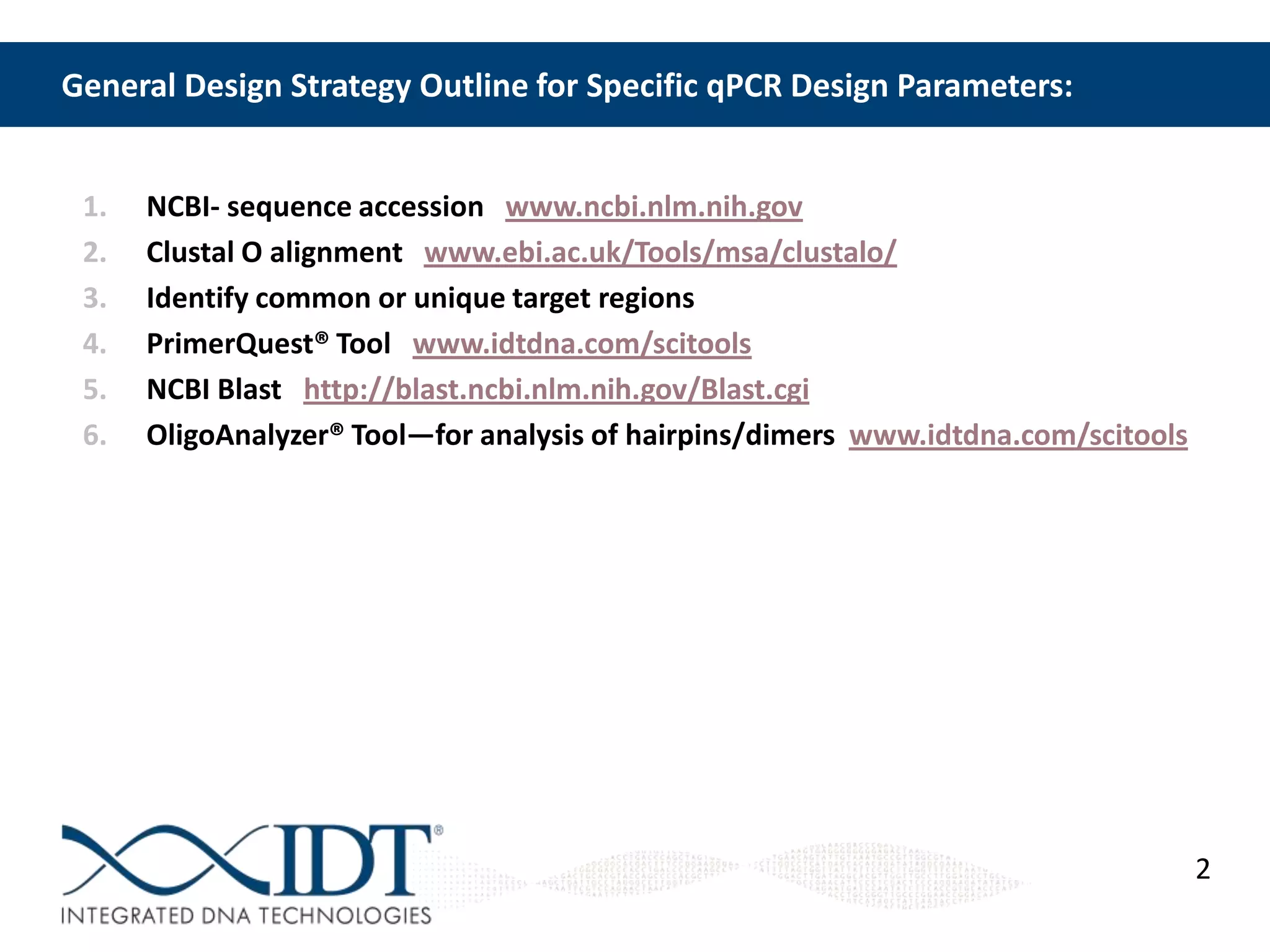 qPCR Design Strategies for Specific Applications | PPTX