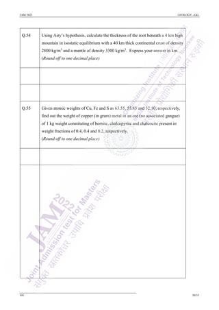 IIT JAM Geology (gg) 2022 Question Paper | Sourav Sir's Classes | PDF