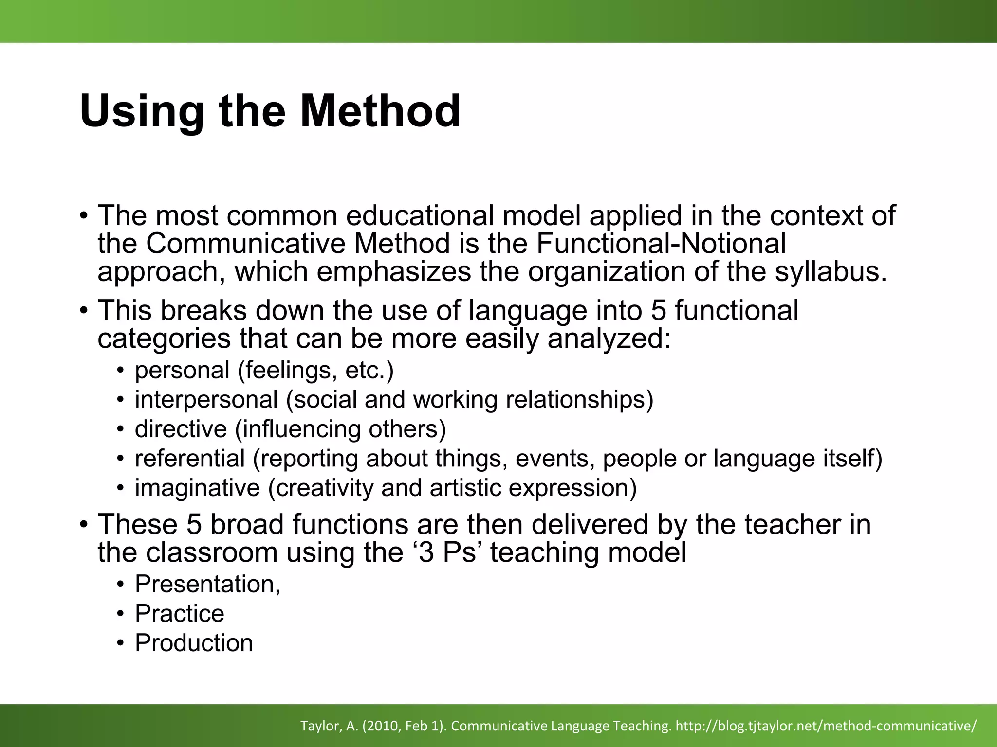 Communicative language method | PPTX