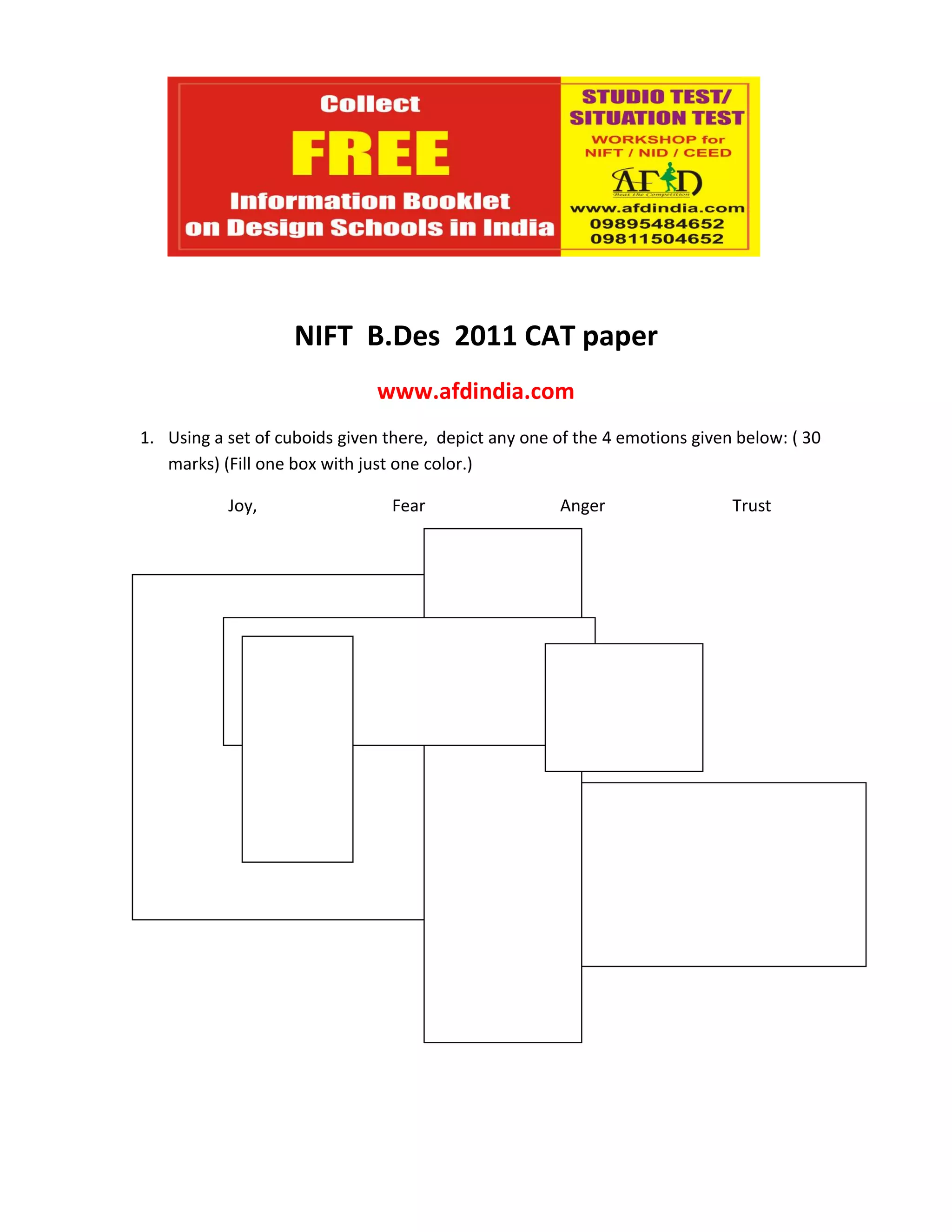 NIFT question paper B. des 2011 | PDF