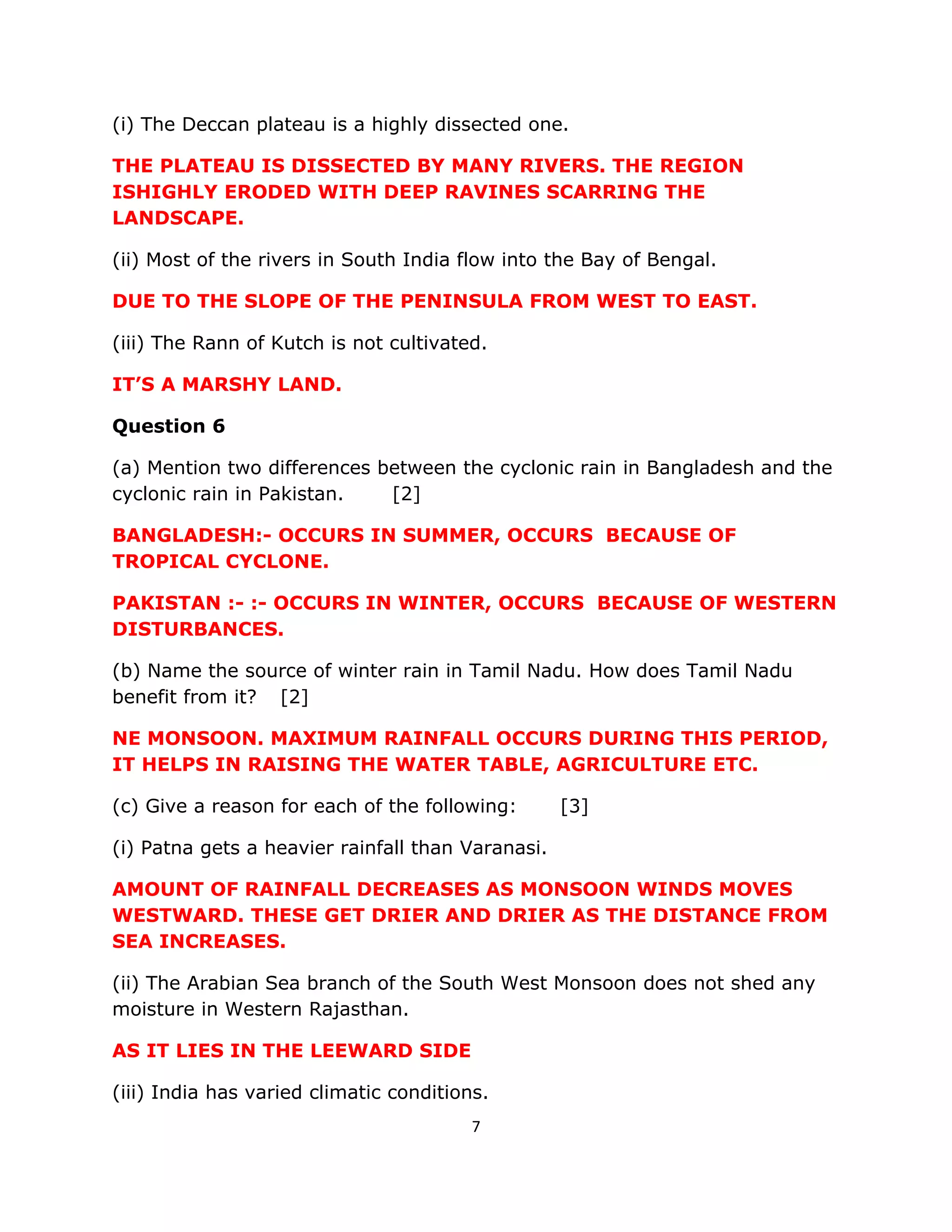 Class X ICSE Geography Solved Question Paper | PDF