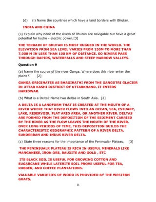 Class X ICSE Geography Solved Question Paper | DOC