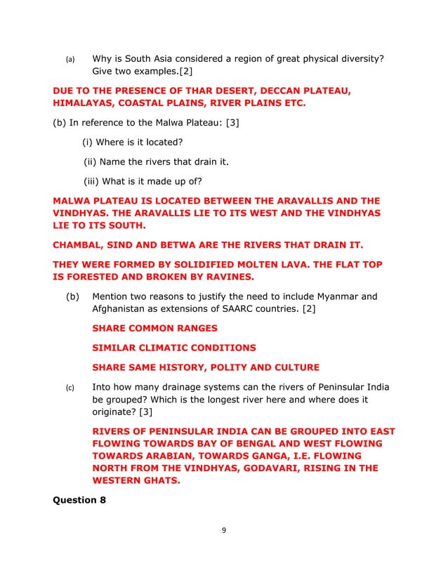 Class X ICSE Geography Solved Question Paper | PDF