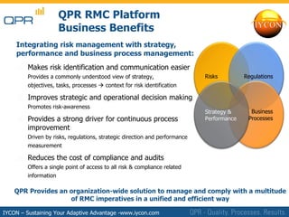 Qpr 8 Risk Management And Compliance Solution | PPT