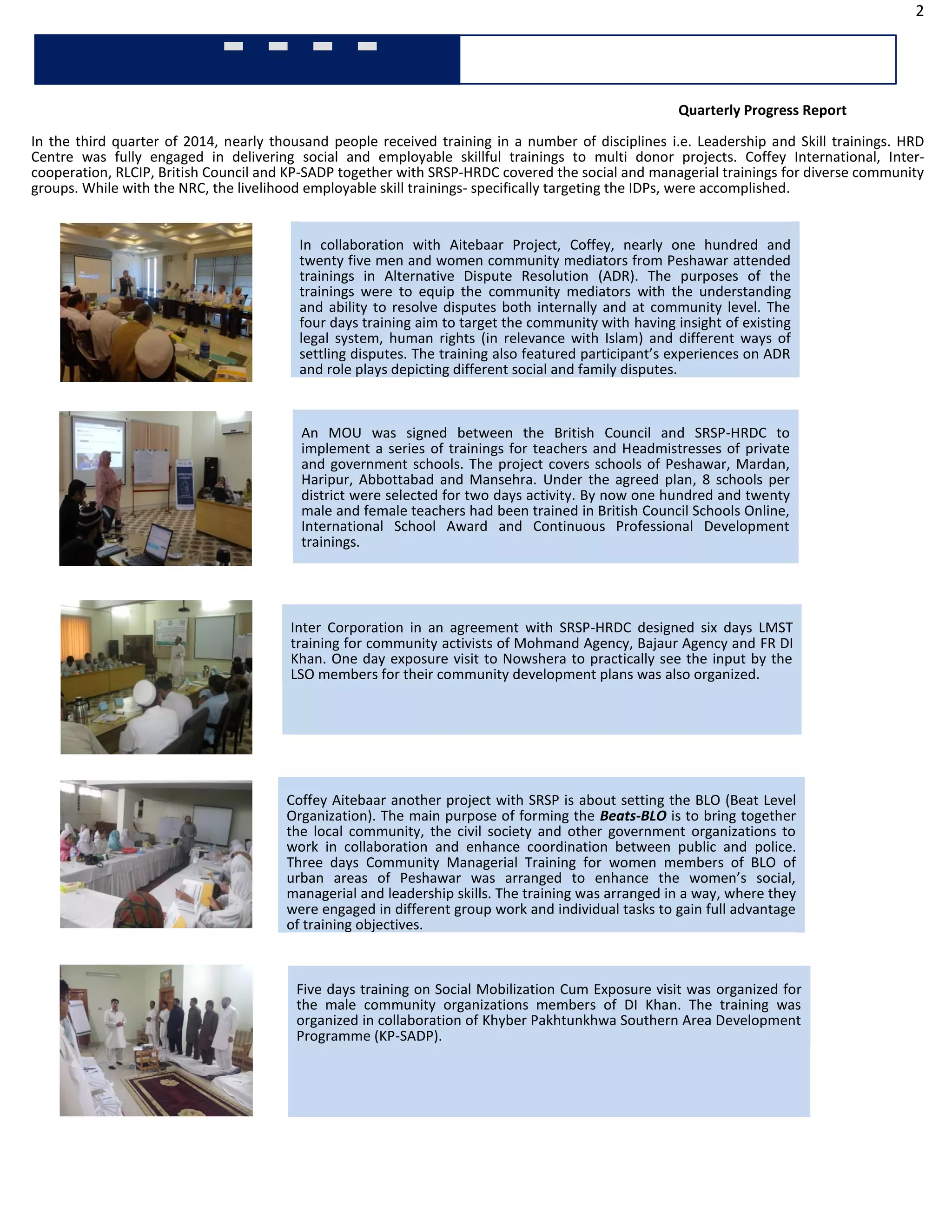 Quarterly Progress Report for SRSP HRD Section | PDF