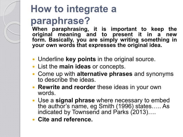 Quoting, Paraphrasing and Summarizing | PPTX