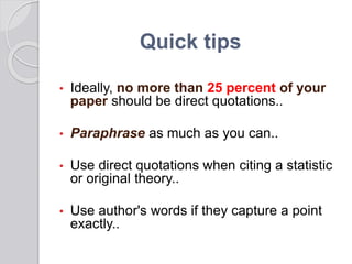 Quoting, Paraphrasing and Summarizing | PPTX