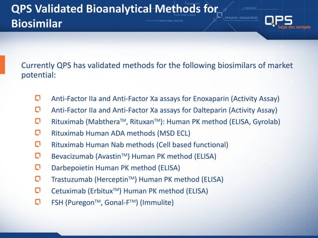 QPS Biosimilar Bioanalytical Approaches | PPT