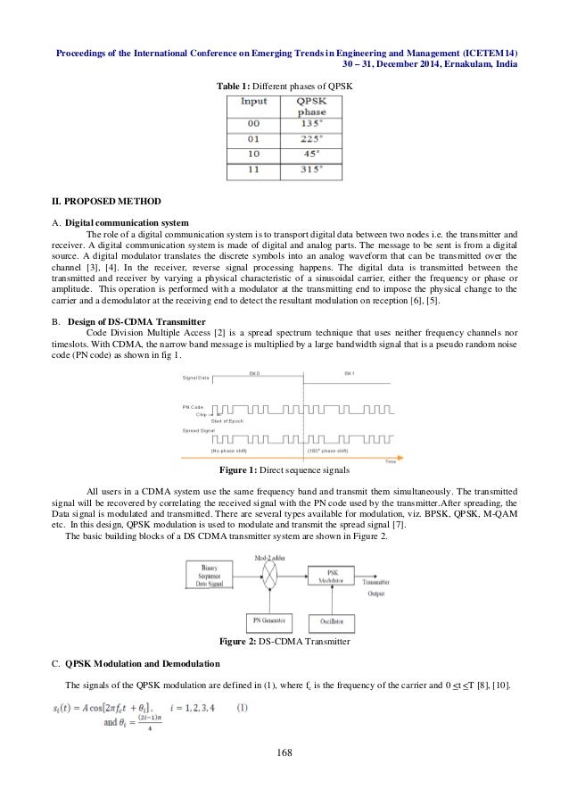 Qpsk Modulation For Dsss Cdma Transmitter And Receiver Using Fpga 9512