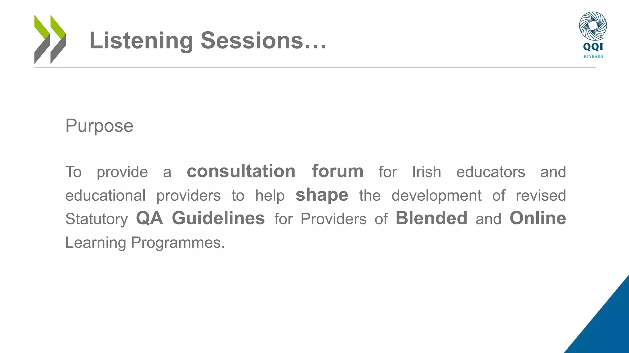 Listening Session: QQI Statutory Quality Assurance Guidelines for ...