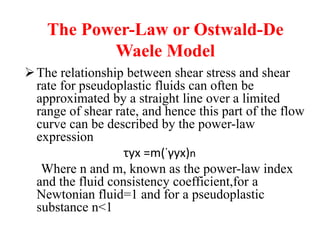newtonian and non newtonian behaviour of fluids | PPTX