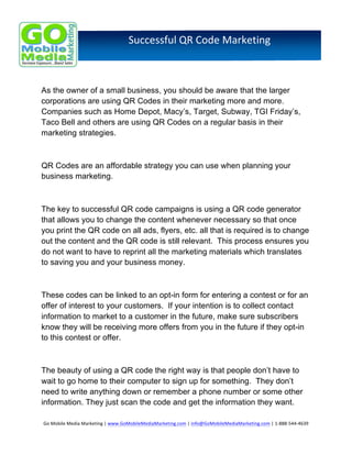 Successful QR Code Marketing | PDF