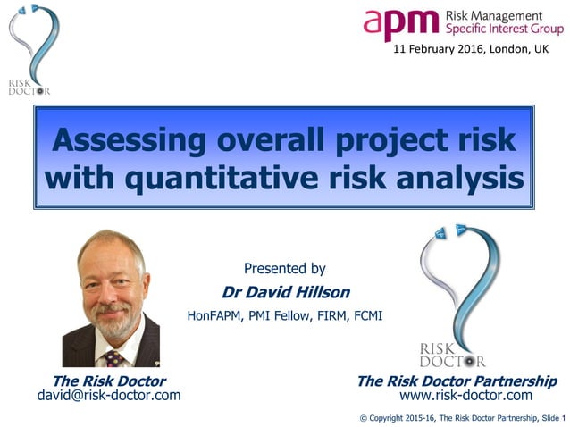 QRA for overall project risk - Dr David Hillson | PDF | Business ...