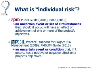 QRA for overall project risk - Dr David Hillson | PDF