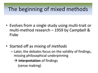 Making Sense of Mixed Methods Design in Health Research | PPT