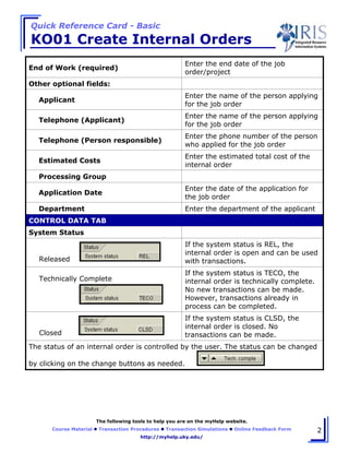 Qrc ko01 create_internal_orders | PDF