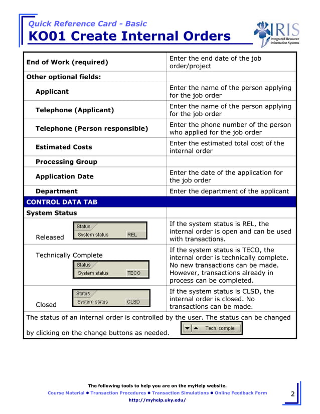 Qrc ko01 create_internal_orders | PDF
