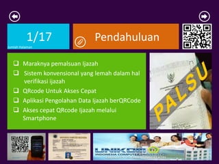 Presentasi SNASTIKOM 2012 -QRCode Ijazah | PDF