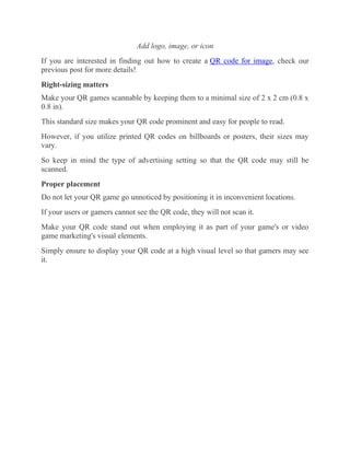 QR Code For Games: 7 Potential Benefits [Fully Explained] | PDF