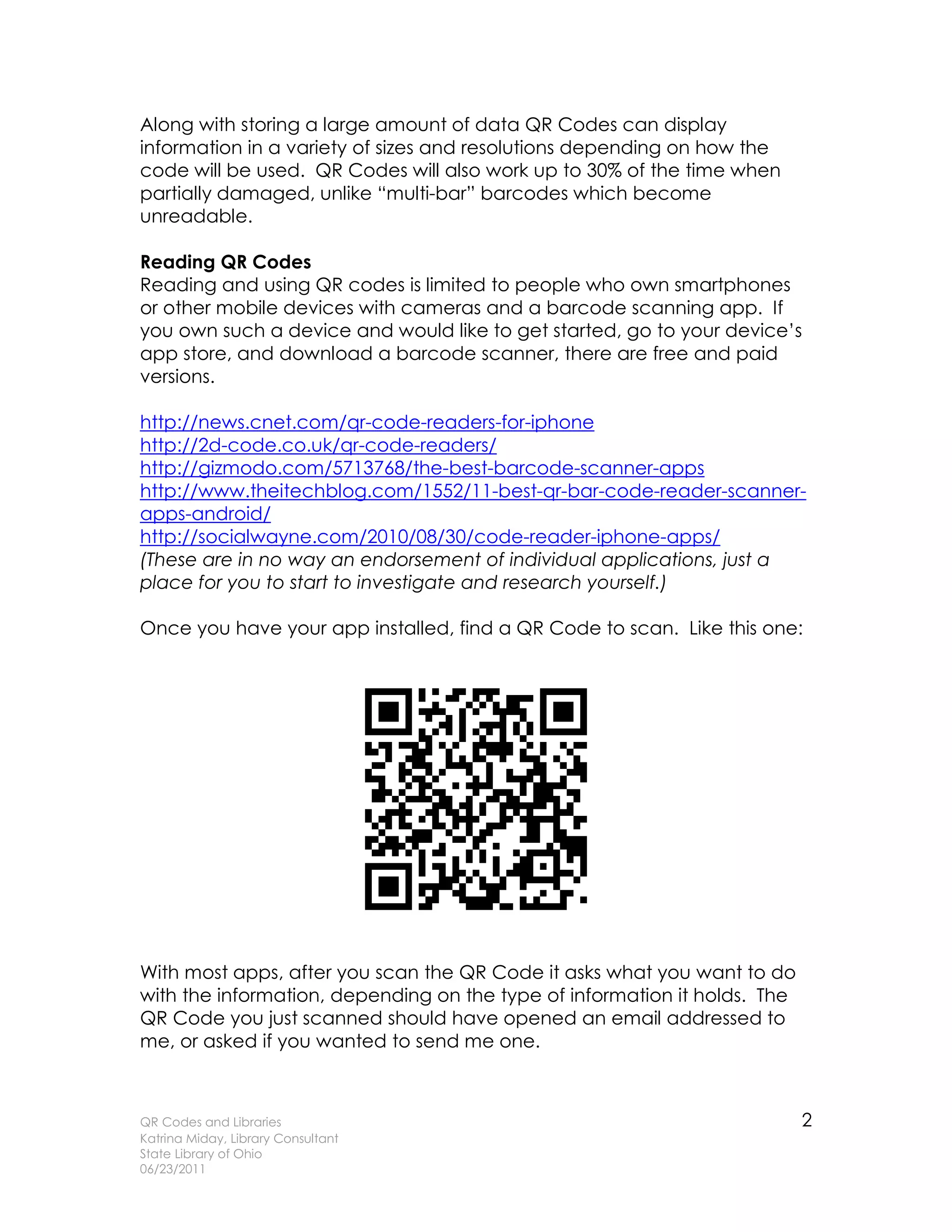 Qr codes and libraries | PDF