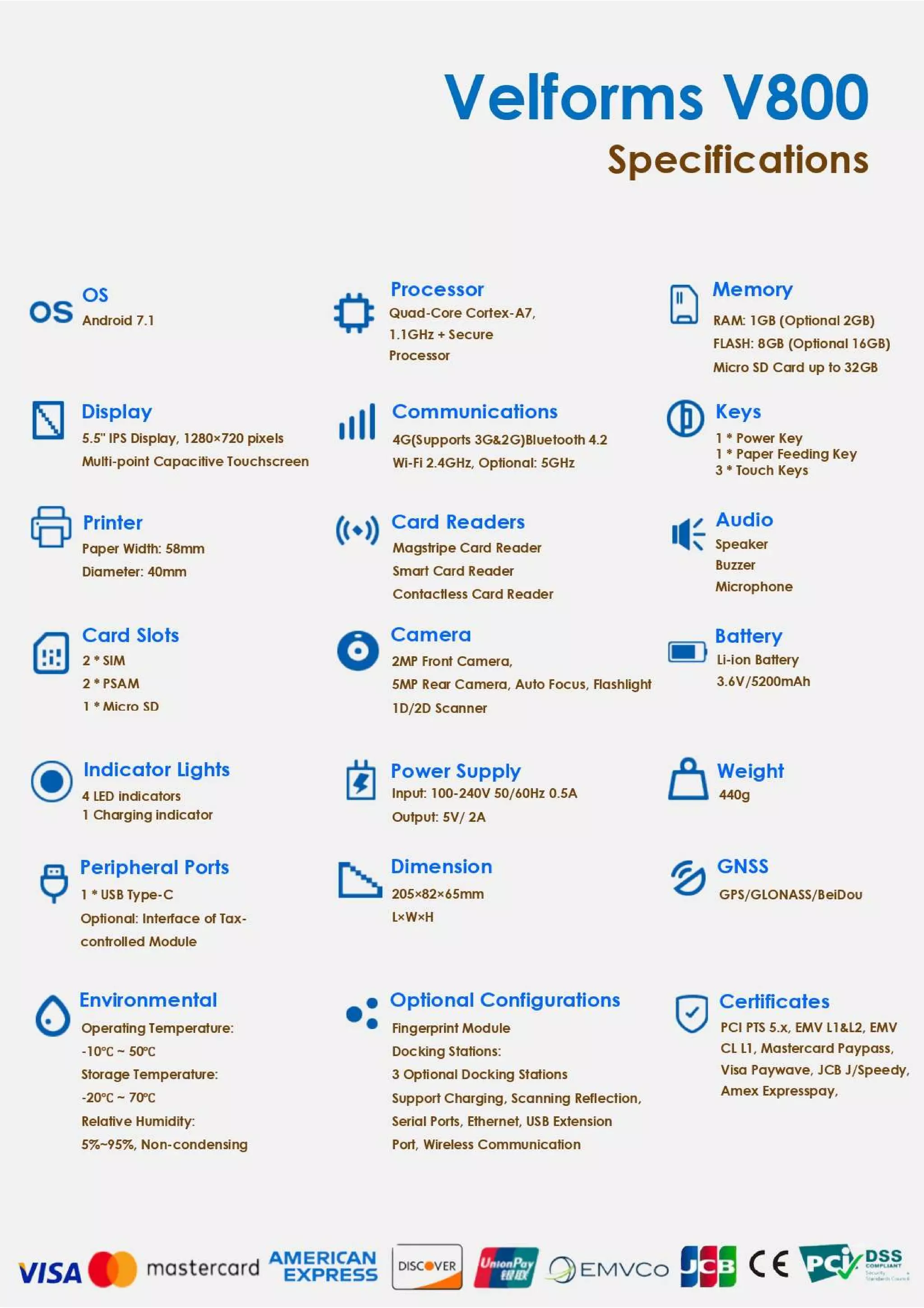QR Code Scanner POS | Touch screen terminal V800 | Velforms | PDF