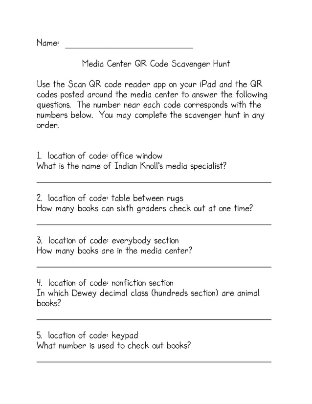 Qr Code Scavenger Hunt | PDF | Technology & Computing