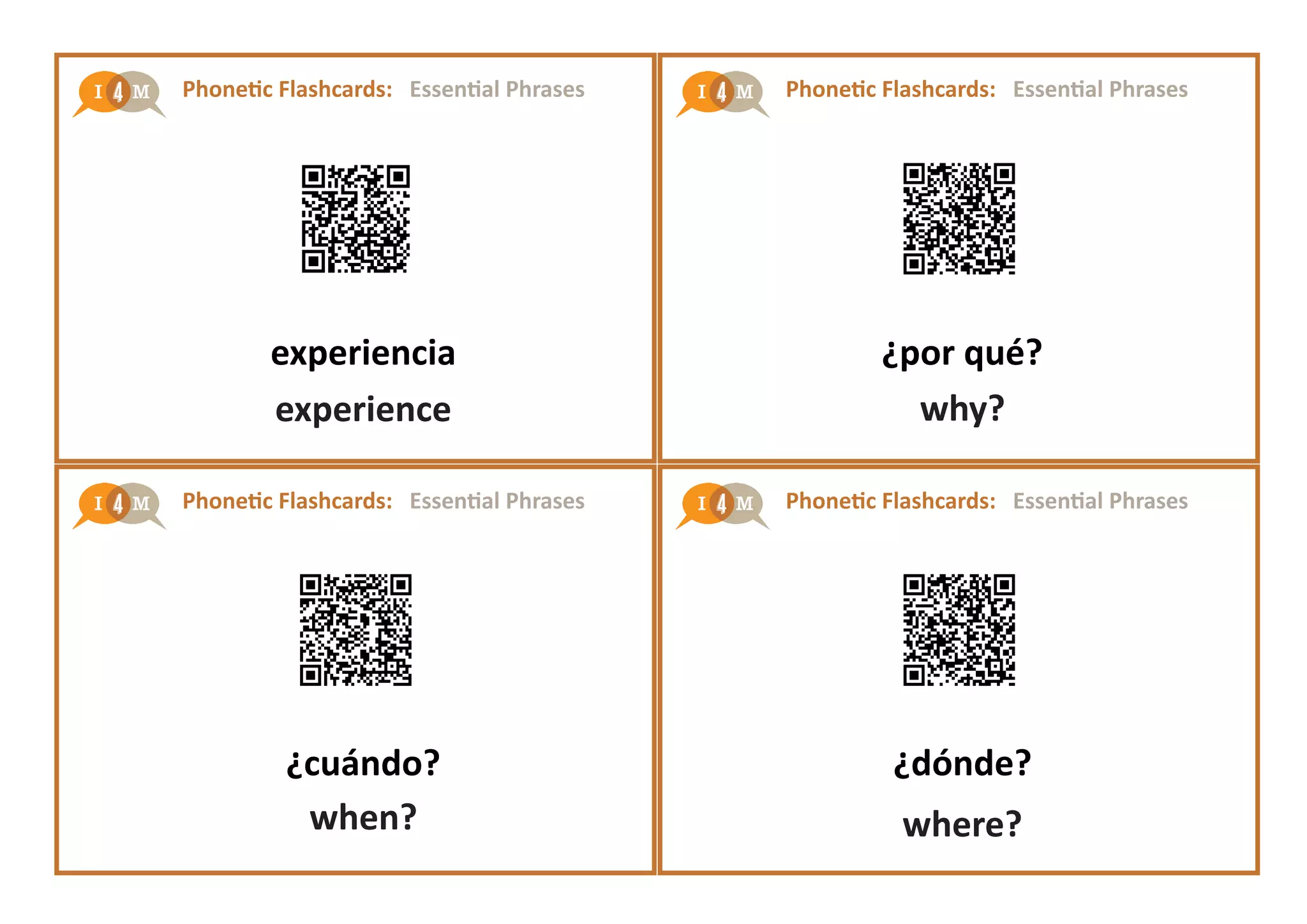 I4M Qr codes: essential phrases (spanish-english) | PDF