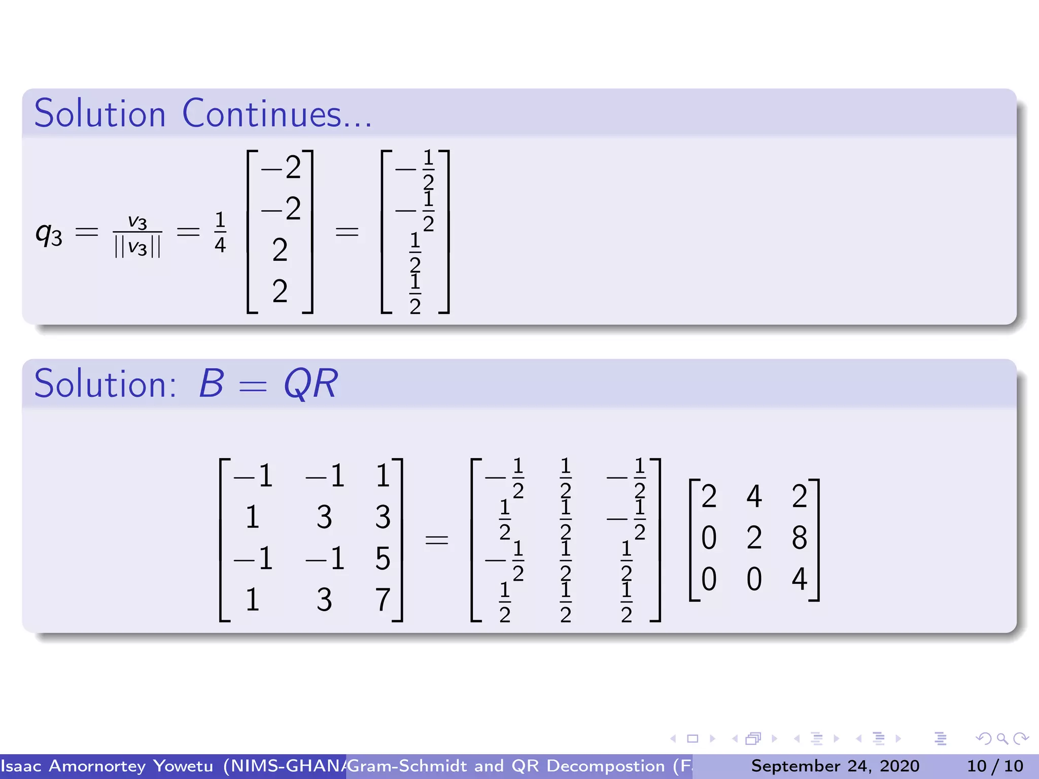Gram Schmidt And Qr Decomposition Factorization Of Matrices Pdf Computing Technology