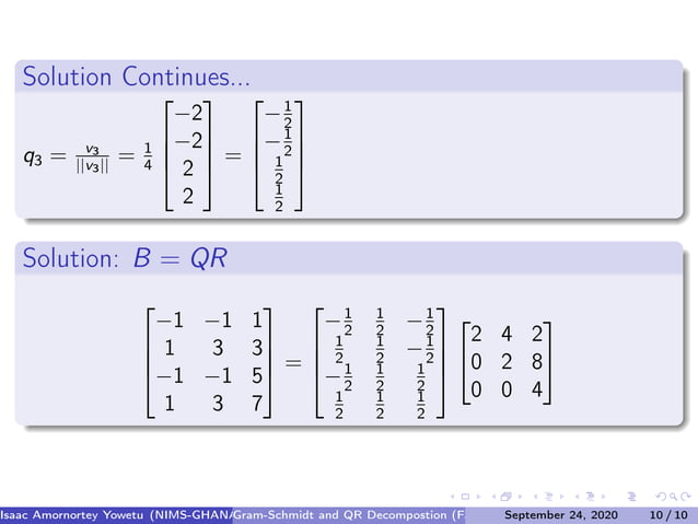 Gram Schmidt And Qr Decomposition Factorization Of Matrices Pdf