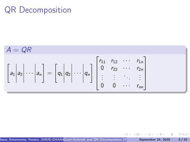 Gram Schmidt And Qr Decomposition Factorization Of Matrices Pdf Computing Technology
